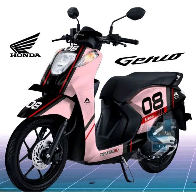 Jual stiker decal full body motor genio motif no warna pink | Shopee ...