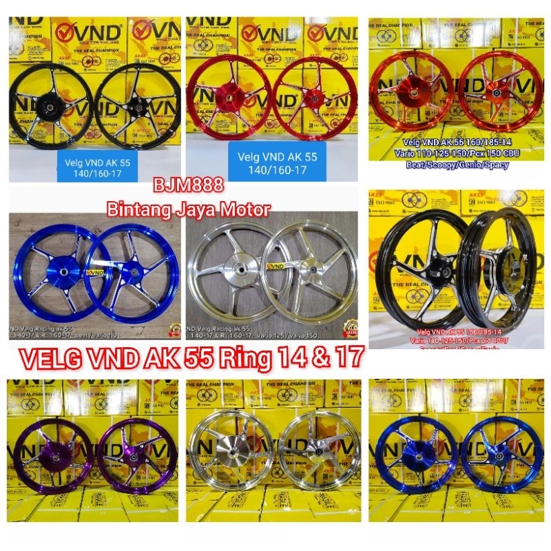 Jual Velg VND AK 55 Vario 125 150 160 CBS Vario 110 Beat Scoopy Spacy Genio Ring 14 & 17 ...