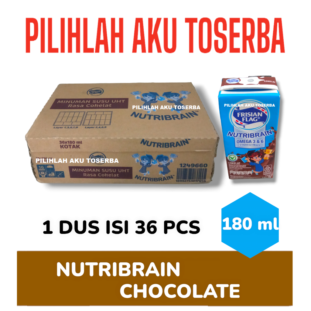 Jual Susu Frisian Flag NUTRIBRAIN CHOCOLATE 180 ml - ( HARGA 1 DUS ISI 36 ) | Shopee Indonesia