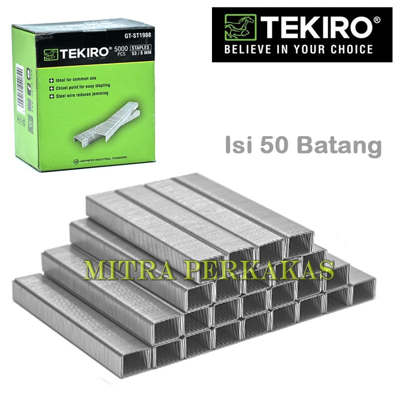 Jual Isi staples tembak 53/8 Tekiro isi gun tacker 8mm | Shopee Indonesia