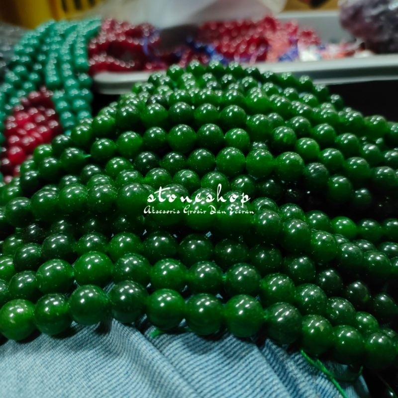 Jual Manik Batu Alam Giok Nephrite Jade Round Beads | Shopee Indonesia
