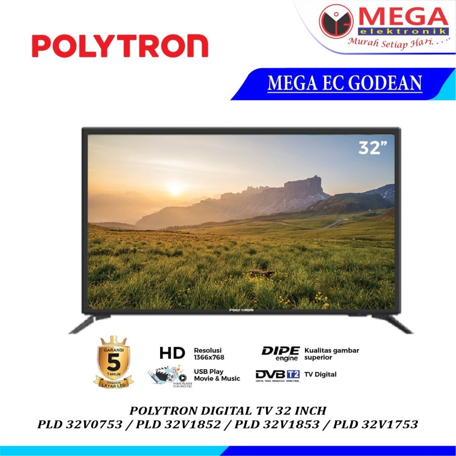 Jual LED POLYTRON PLD 32V1753 DIGITAL TV 32 INCH | Shopee Indonesia