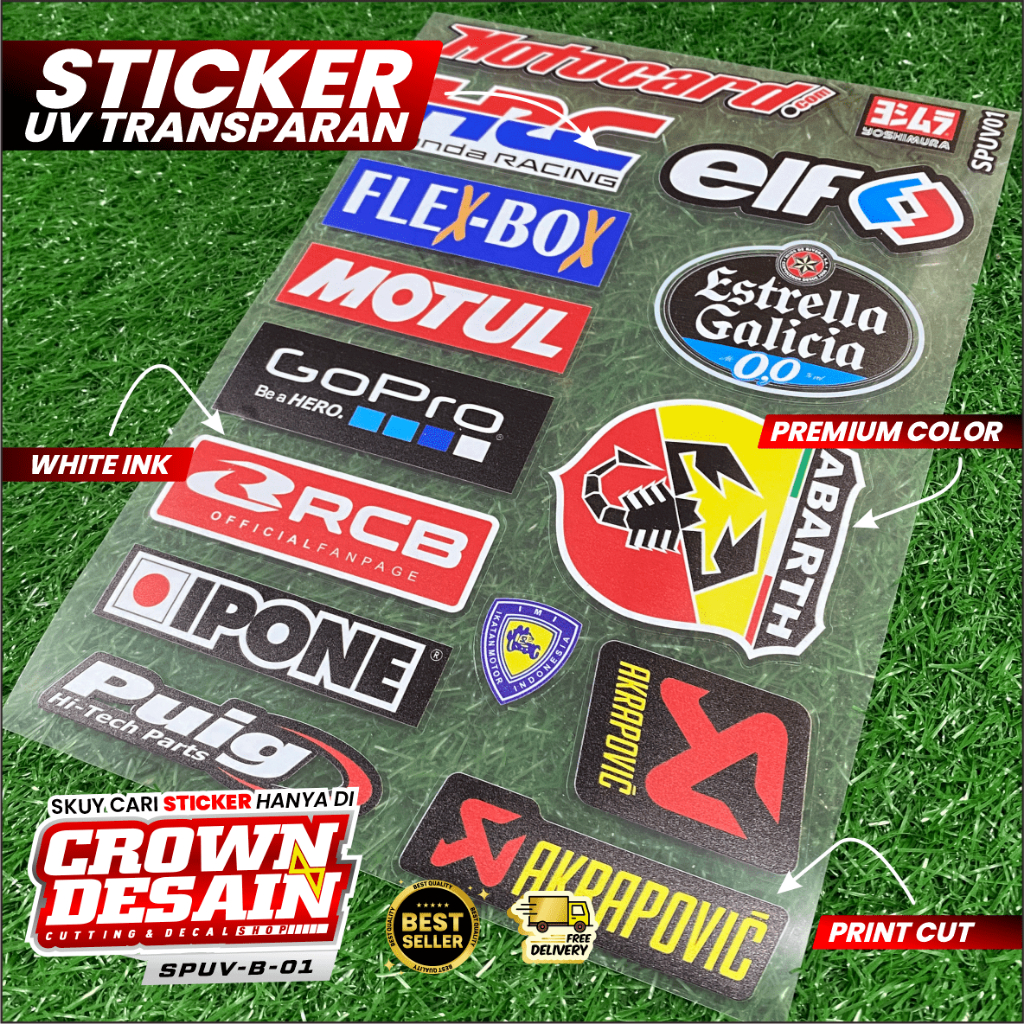 Jual Stiker Sponsor Racing Vinyl Hologram Transparan Satu Set Pack ...
