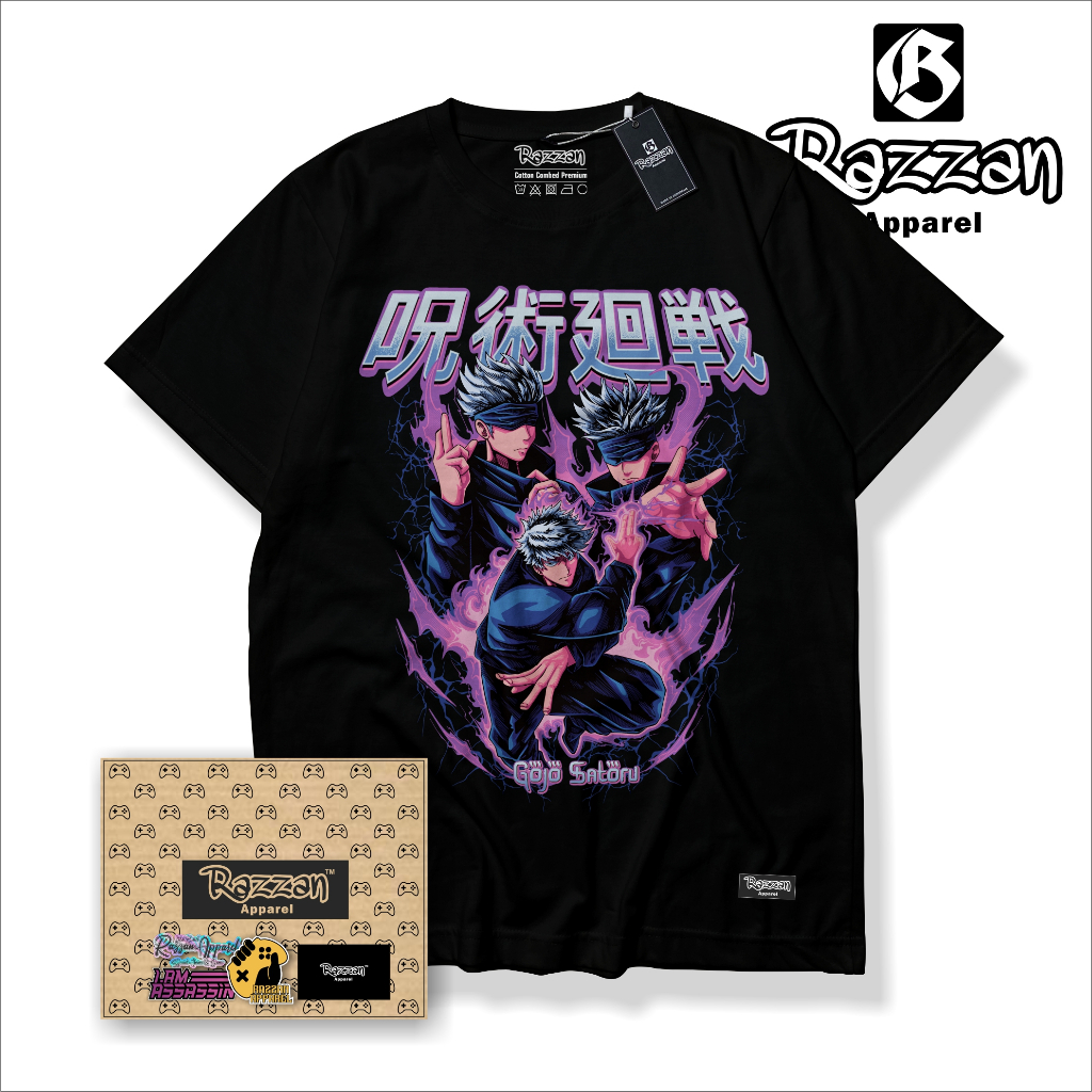 Jual Razzan T-shirt kaos gojo satoru jujutsu kaisen baju anime | Shopee ...