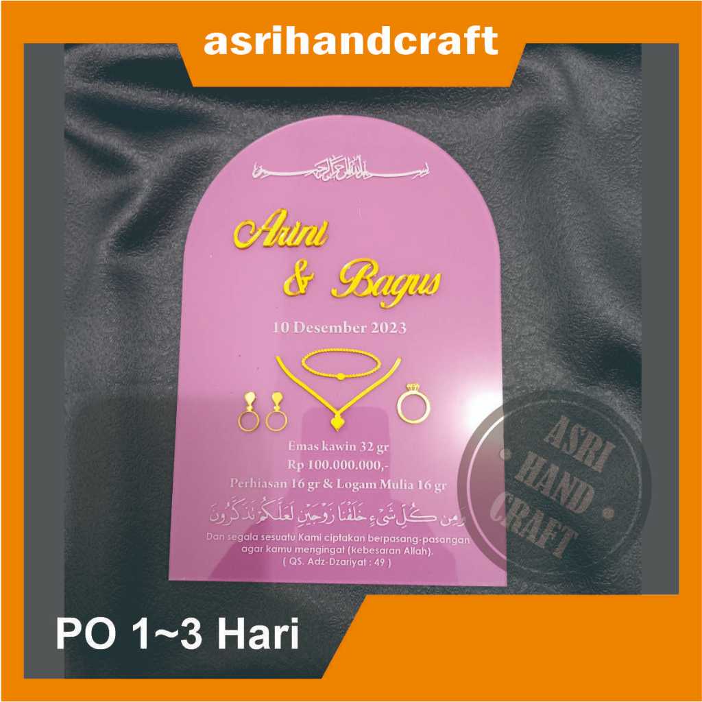 Jual KUBAH WARNA CUTTING TIMBUL HIASAN MAHAR /AKRILIK PRINT UV | Shopee ...