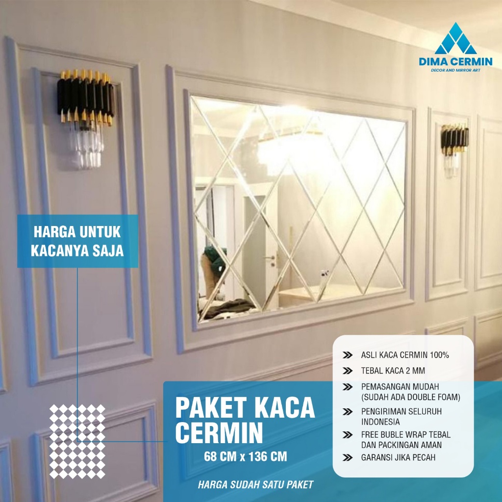 Jual Kaca Cermin Moulding Ukuran 136CM x 68CM / Set Dekorasi Minimalis ...