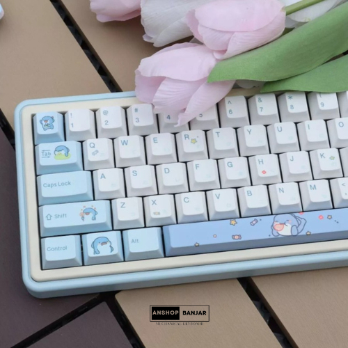 Jual Keycaps Baby Blue Shark PBT Cherry Profile mechanical keyboard ...