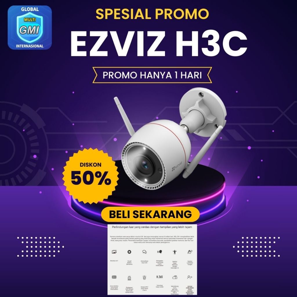 Jual CCTV WIFI EZVIZ H3C 4MP Color Night Smart IP Camera AI Wifi ...