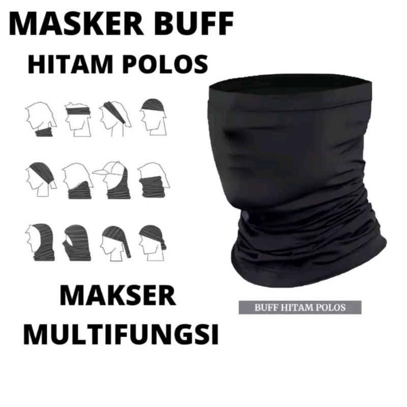 Jual Masker Buff Multifungsi Hitam Polos | Shopee Indonesia