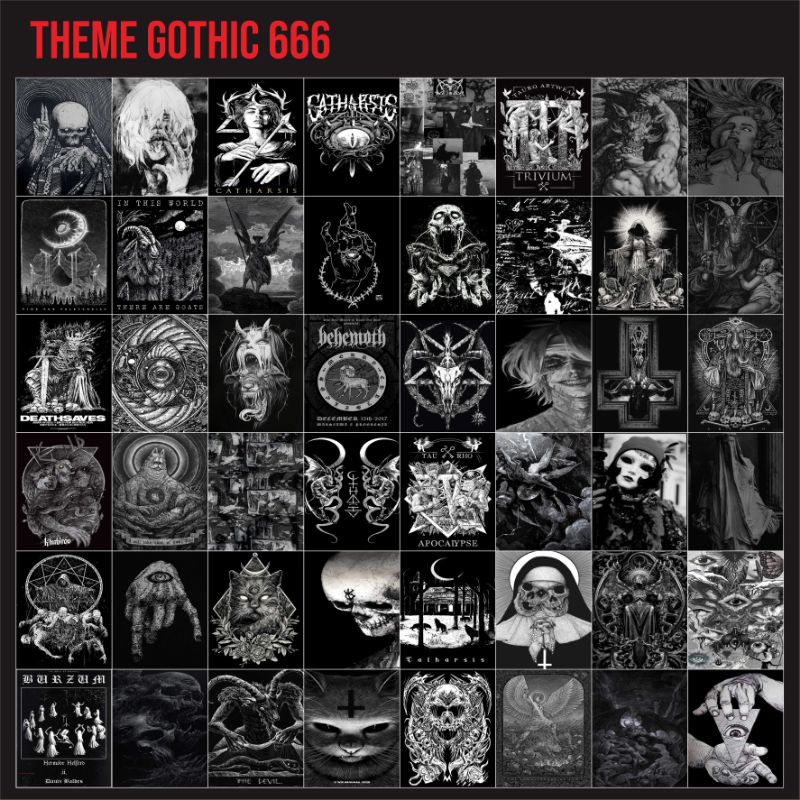 Jual poster black and white tema gothic 666 | Shopee Indonesia