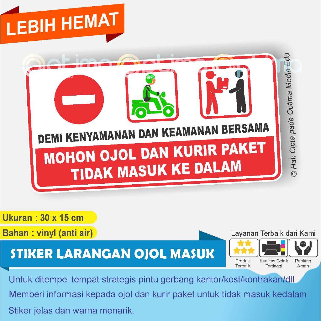 Jual STIKER bertuliskan OJOL DAN KURIR PAKET DILARANG MASUK HARAP ...