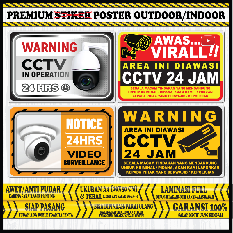 Jual Poster Waterproof 30x20 Cm Tinggal Tempel - Tema CCTV | Shopee ...