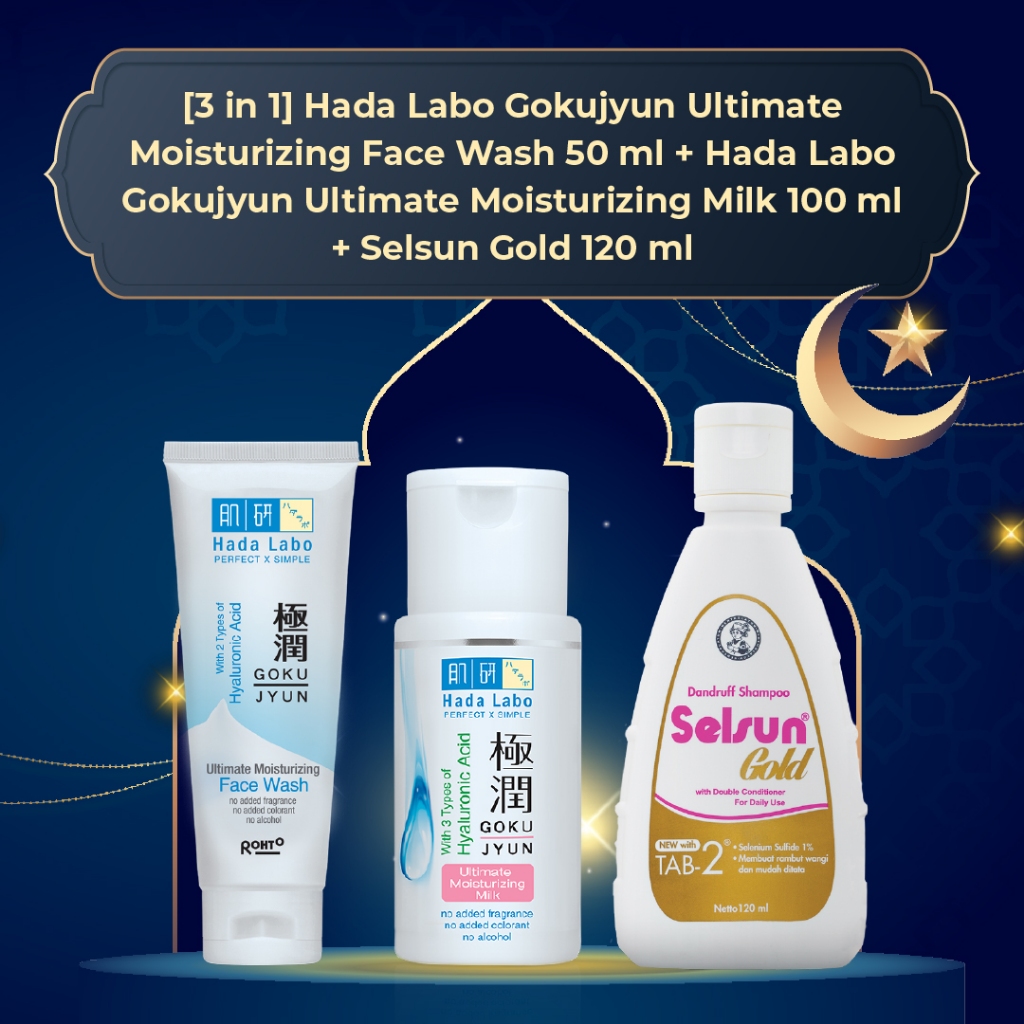 Jual [3 in 1] Hada Labo Gokujyun Ultimate Moisturizing Face Wash 50 ml ...