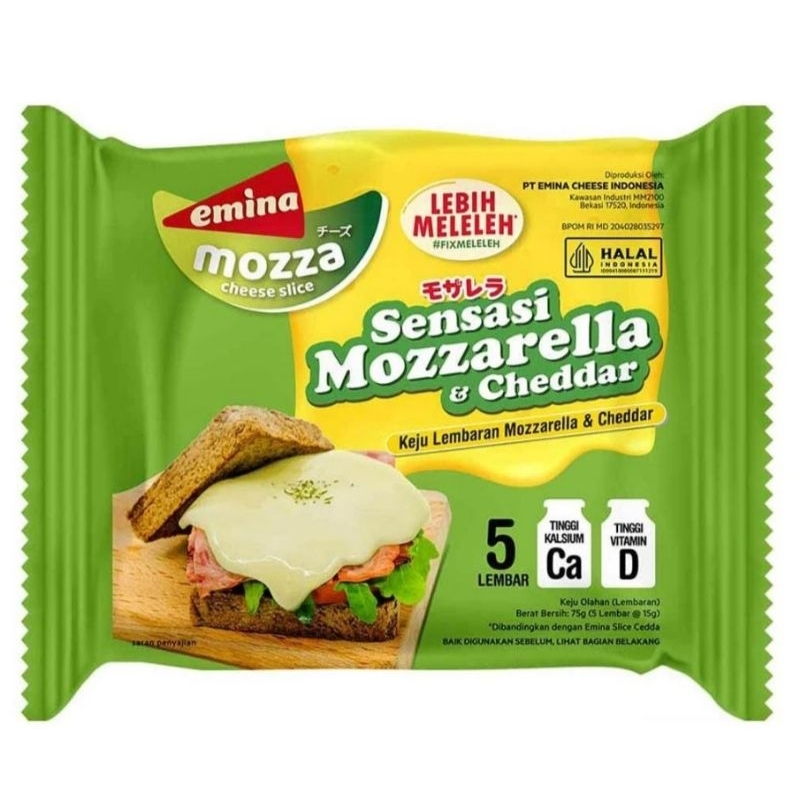 Jual emina keju mozzarella&cheddar slice (5 slice) 75 gram | Shopee ...