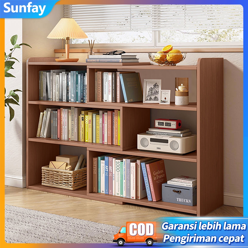 Jual Lemari buku kayu teleskopis Rak buku sudut 3 susun Rak penyimpanan ...