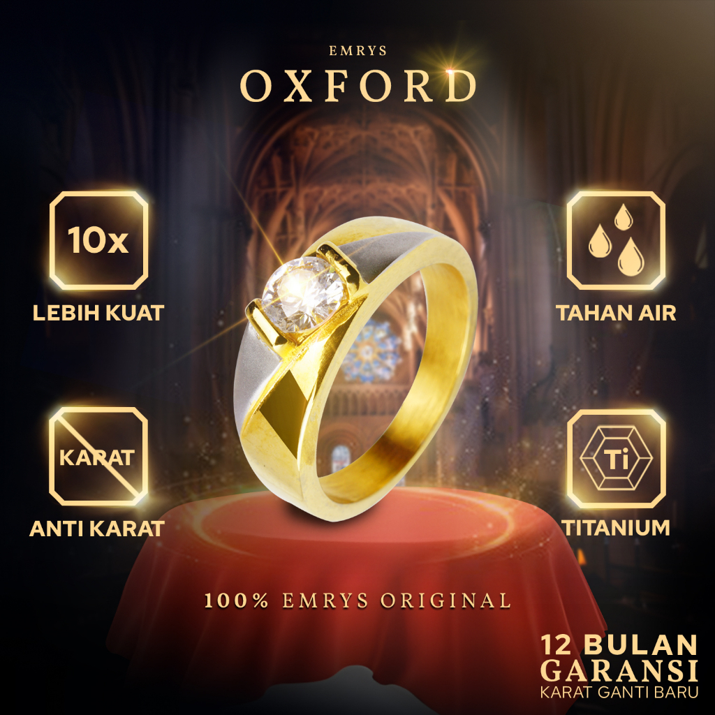 Jual BUY 1 FREE 1 GIFT Emrys Premium Ring OXFORD Real Titanium Anti ...
