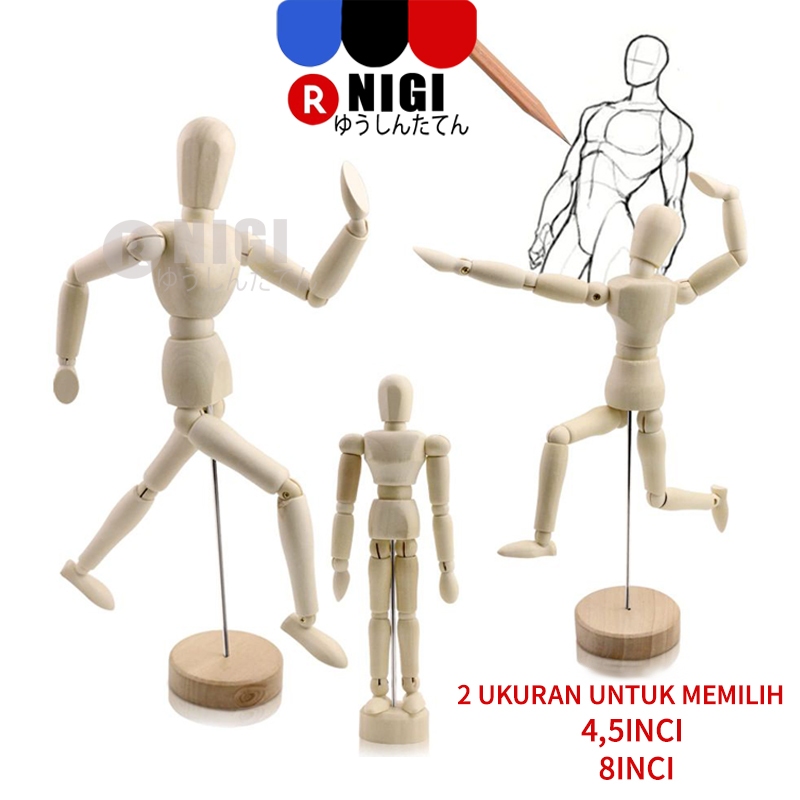 Jual NIGI 20CM Manekin Kayu Wooden Manikin Utk Model Gambar Human ...