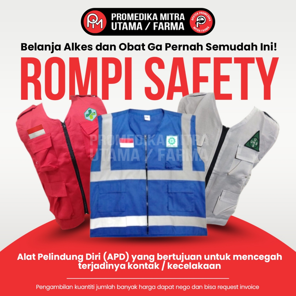 Jual Rompi Tim Kesehatan PMR, UKS, SAFETY | Seragam Keselamatan | Rompi ...