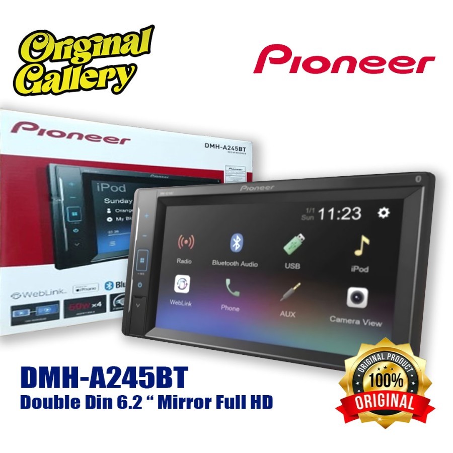 Jual PIONEER Head Unit DMH-A245BT Double Din 6.2 Mirror FullHD | Shopee Indonesia