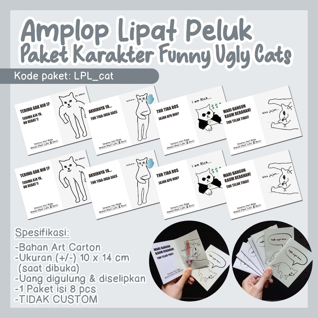 Jual [1 Paket isi 8 pcs] - AMPLOP VIRAL - Amplop Lipat Peluk - Angpao Idul Fitri THR Lucu ...