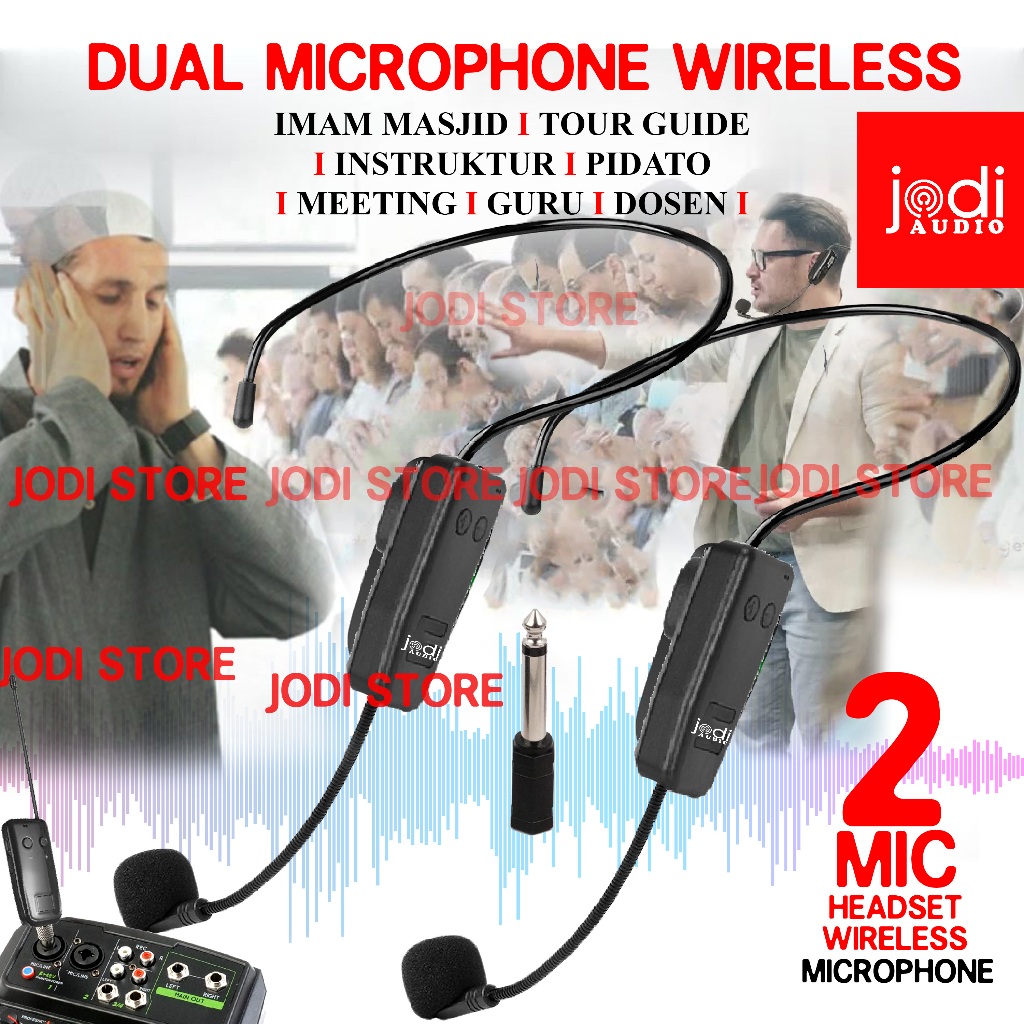 Jual JODI HM 2 Dual Mikrofon Mic Microphone Wireless Bando UHF 2.4G ...