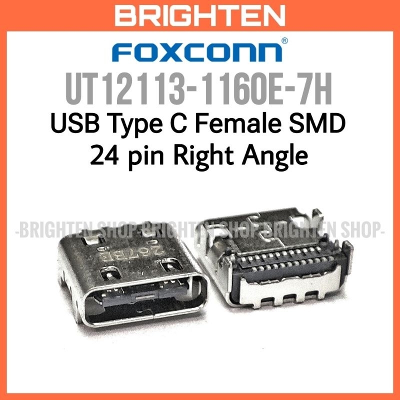 Jual FOXCONN Socket USB Type C Female SMD 24p Soket Right Angle 24 pin ...