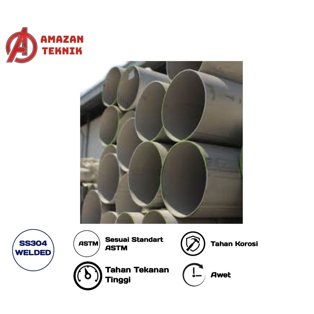 Jual Pipa Stainless Steel 304 Welded SCH20 8" x 6 meter | Shopee Indonesia