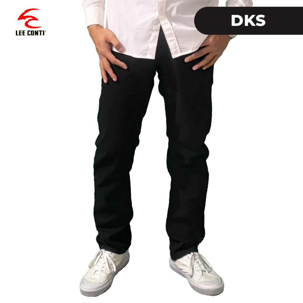Jual Lee Conti - Celana Jeans Basic Reguler Fit Hitam DKS | Shopee ...