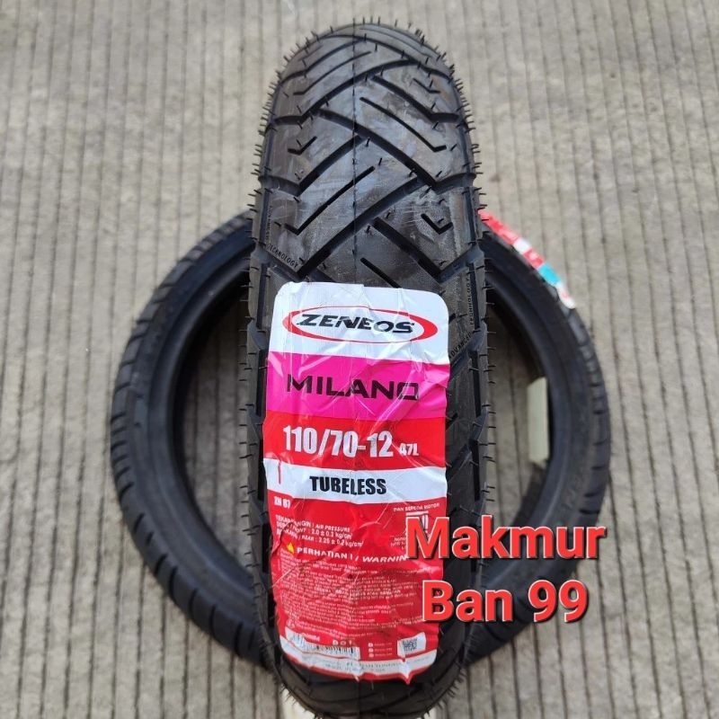 Jual Ban Motor Vespa Zeneos Milano ZN 87 110/70-12 Tubeless Ban Depan ...