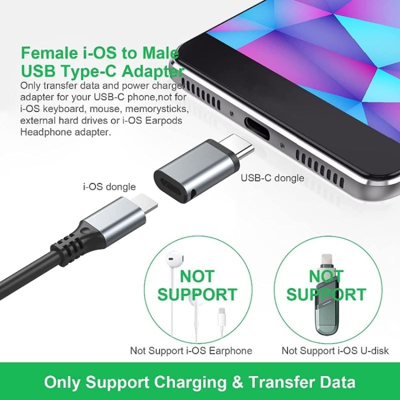 Jual Adapter Lightning Female iOS to USB Type C Male iPhone 15 iPad ...