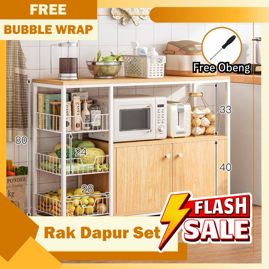 Jual LLB Rak Dapur Set 100x30x80cm Rak Dapur Susun Serbaguna Minimalis ...