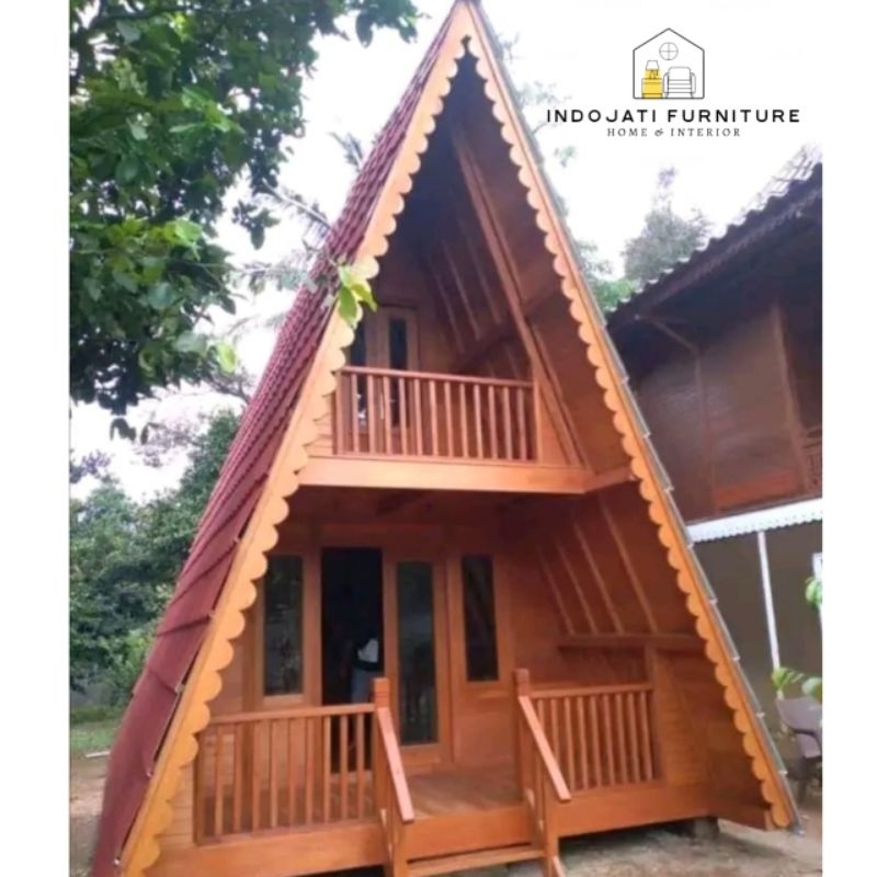 Jual rumah kayu segitiga kayu jati minimalis | Shopee Indonesia