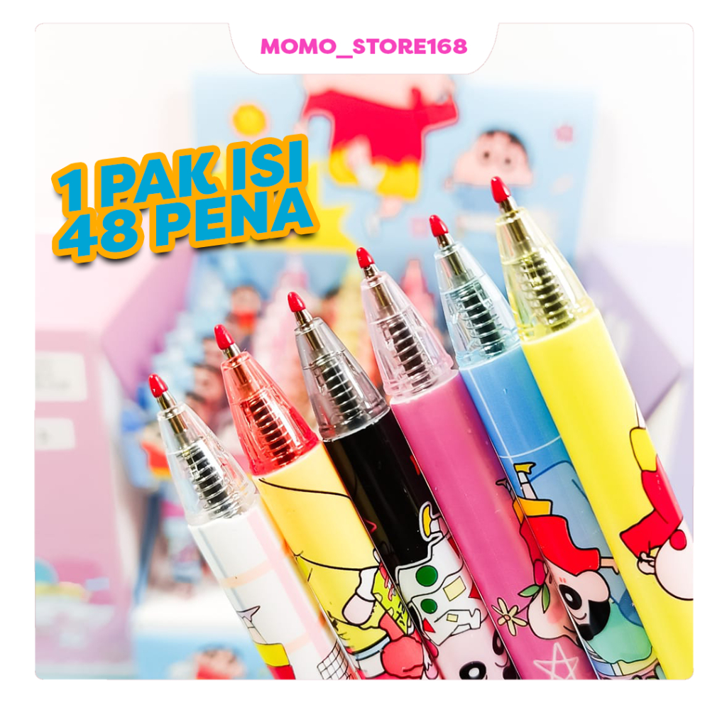 Jual (1PAK ISI 48) pena sekolah pulpen gel karakter shinchan pena ...