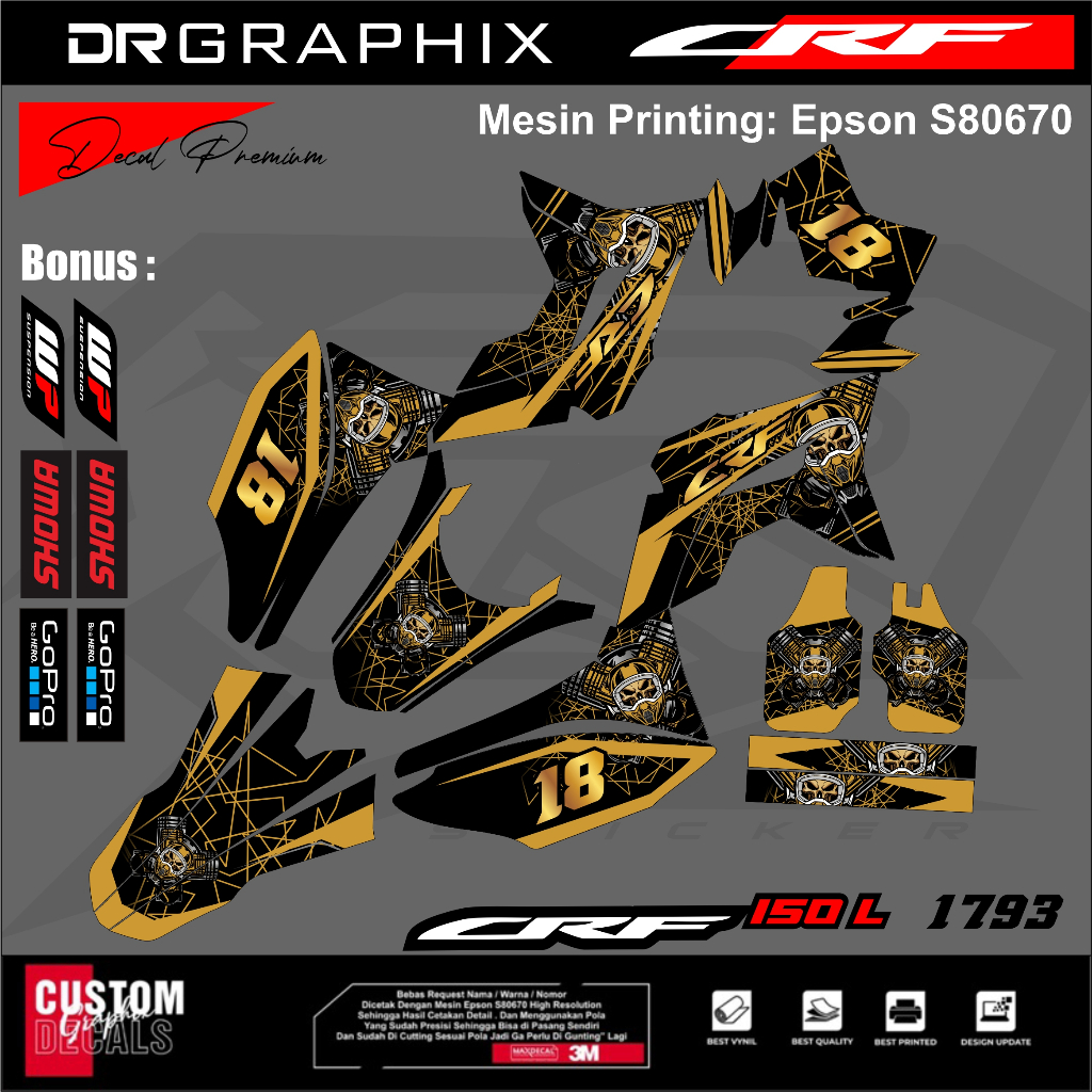 Jual DECAL CRF 150 L SUPERMOTO POLA PRESISI CUSTOM DESAIN Suka2 Decal ...