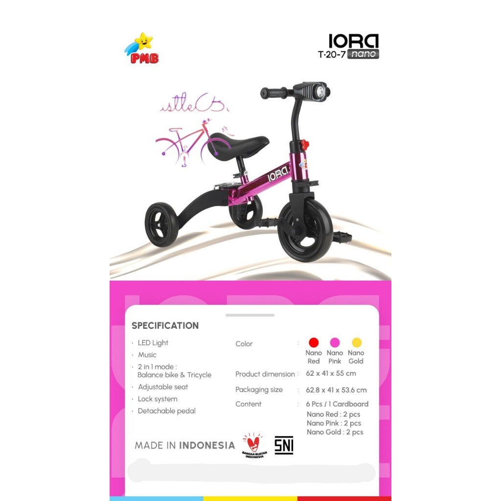Jual TRICYCLE IORA T20-7 NANO SERIES PMB | Shopee Indonesia
