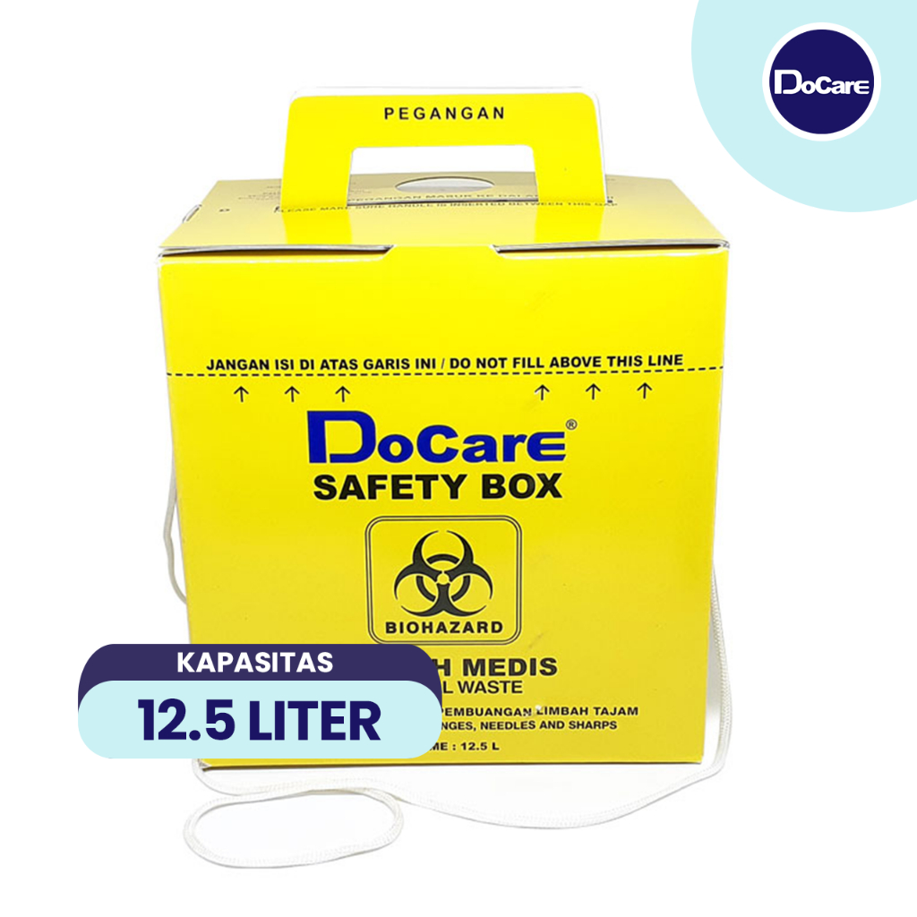 Jual DoCare Safety Box 12,5L - 1 Lembar / Tempat Sampah Medis/ Biohazard | Shopee Indonesia