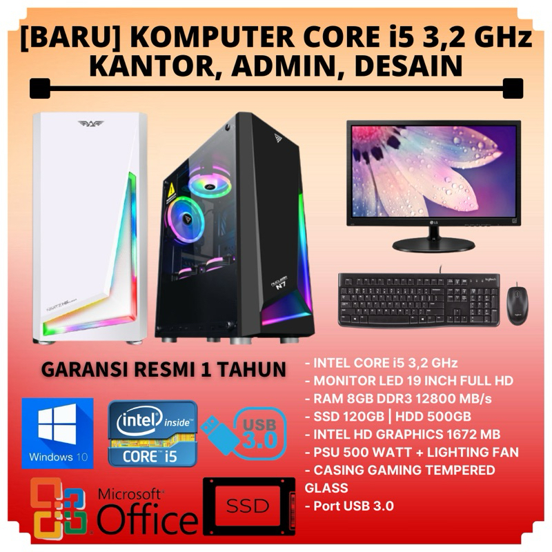 Jual PC Komputer Office Fullset Core i5 SSD 128GB RAM 8GB Harddisk 1TB ...