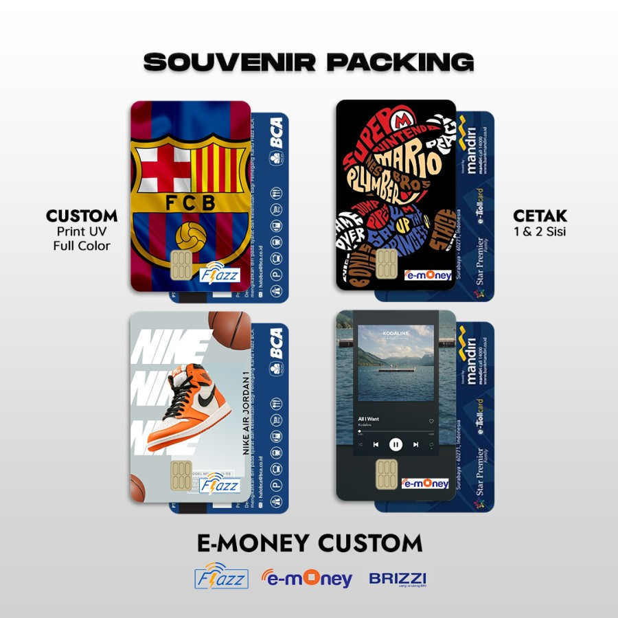 Jual Custom Etoll Flazz GEN 2, EMONEY,BRIZZI,PRINT UV | Shopee Indonesia