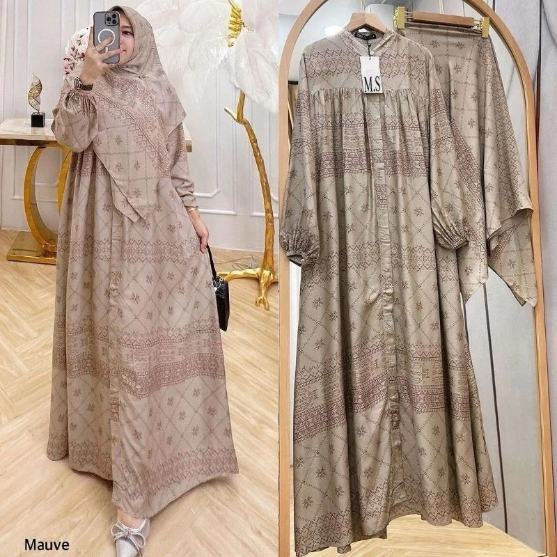 Jual Eveline Gamis Set Hijab | Gamis Rayon Diamond | Gamis Rayon Motif ...