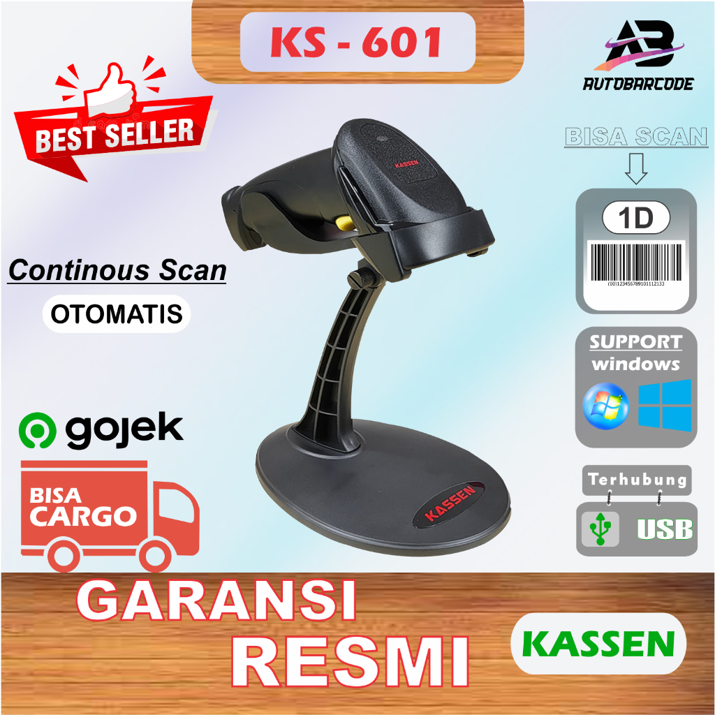 Jual Scanner Barcode Kassen KS601 Continous Scan 1D USB Wired Laser ...