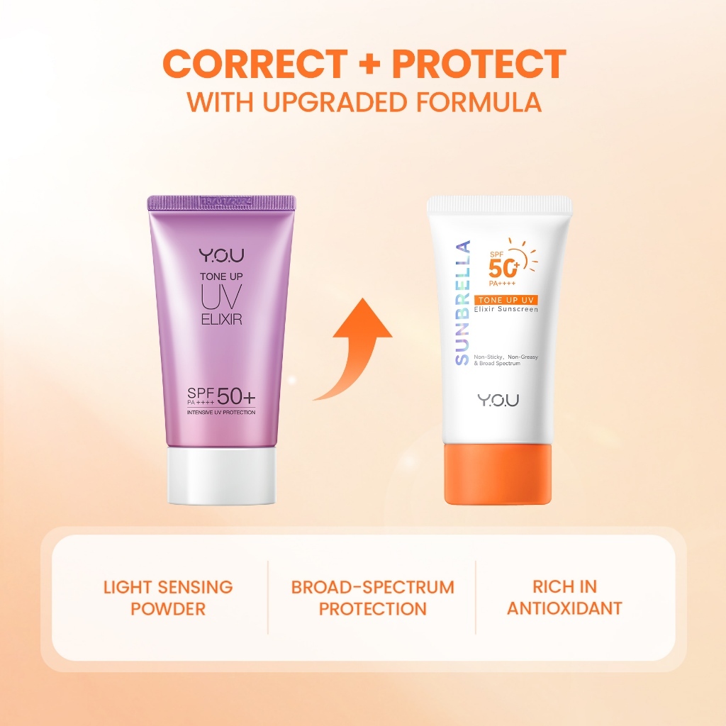 Jual YOU Sunbrella Tone Up UV Elixir Sunscreen SPF50+ PA++++ l Netto 40 mL | Shopee Indonesia