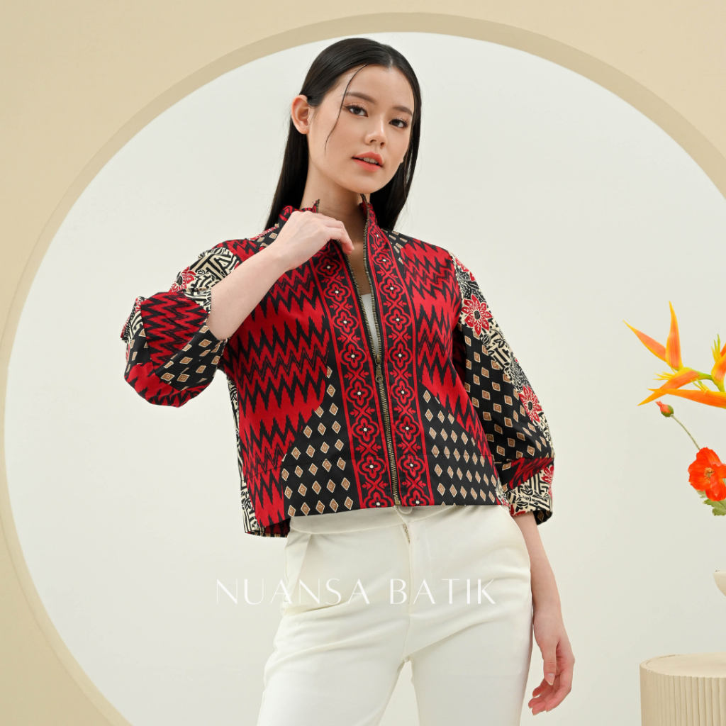 Jual Nuansa Batik Jaket Batik Lengan 7/8 Bahan Katun Stretch | Shopee Indonesia