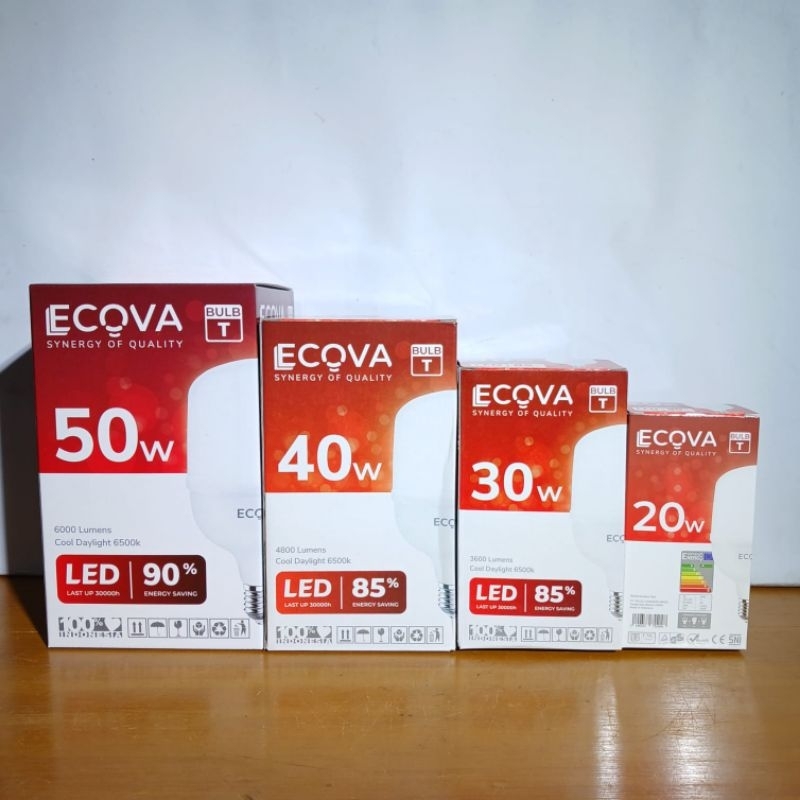 Jual Ecova Lampu LED Bulb Tabung Kapsul 20W 30W 40W 50W E27 220V - Putih | Shopee Indonesia