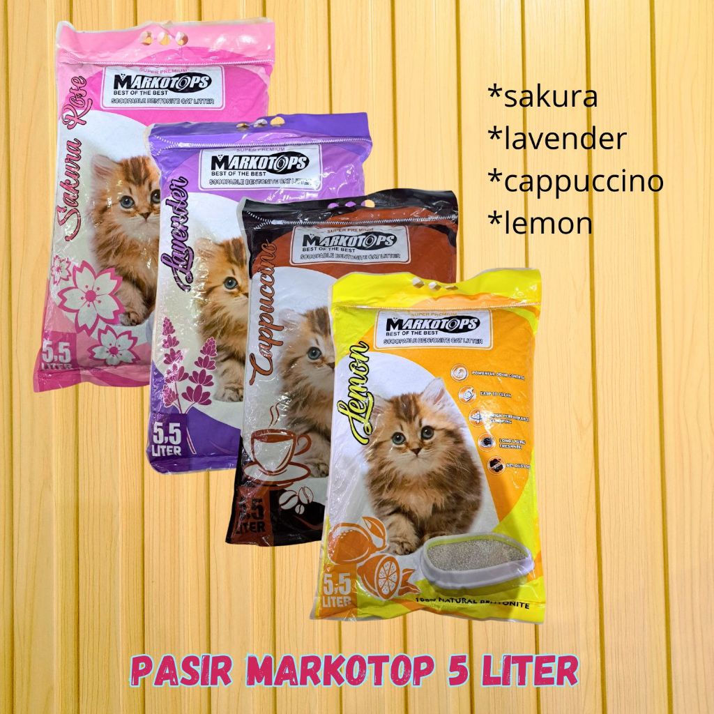 Jual Pasir Kucing Markotop 5,5lt Cat Sand Gumpal Wangi Clumping ...
