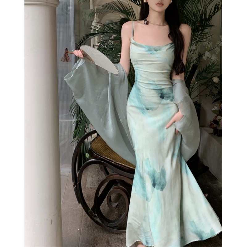 Jual Hijau Sage Green Dress Korean Style Vintage Bunga Bunga Jumbo Baju ...