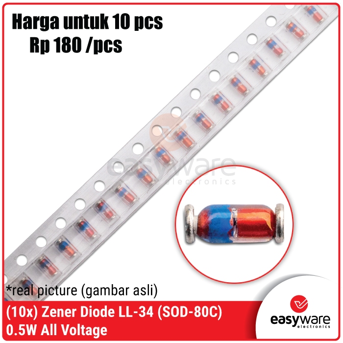 Jual 10x Zener Diode 0.5W 1/2W SOD80C LL34 SMD 3V3 5V1 5V6 4V7 3V6 6V2 12V | Shopee Indonesia