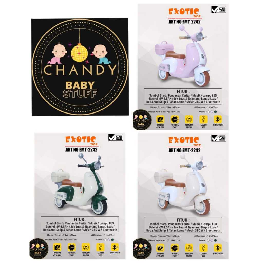 Jual MAINAN ANAK MOTOR AKI MODEL VESPA TERBARU EXOTIC EMT 2242/ EMT ...