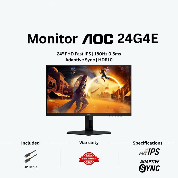 Jual Monitor LED AOC 24G4E 24 Inch IPS 1080p FHD 180Hz | Shopee Indonesia