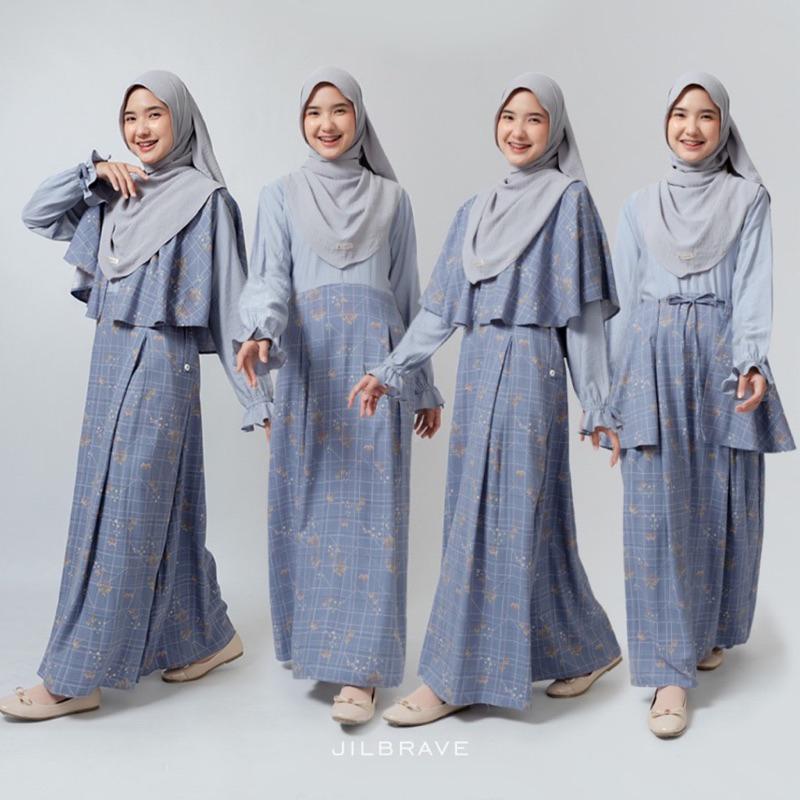 Jual JILBRAVE Jenna Dress Gamis Lebaran 4 in 1 Look Special Edition Motif Premium Raya ...