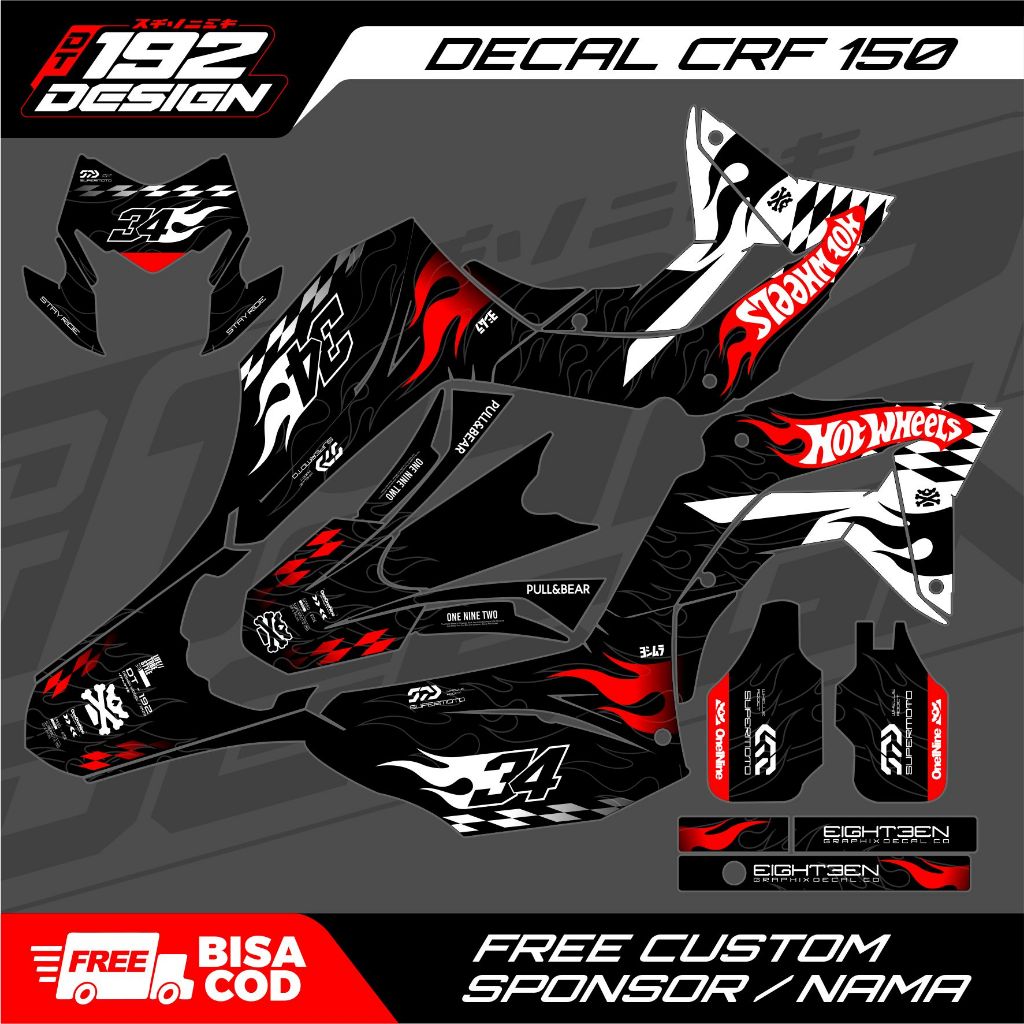 Jual Decal Crf 150 Full Body Hitam Motif Hotwheels - Decal Custom Crf ...
